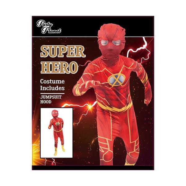 Superhero Flash Boys Costume - 11 - 12 Years | The Base Warehouse