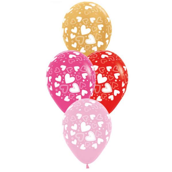 25 Pack Sempertex Assorted Hearts Latex Balloons - 30cm | The Base ...