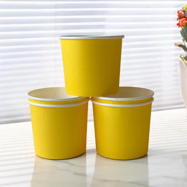 24 Pack Yellow Paper Tubs - 12oz | The Base Warehouse