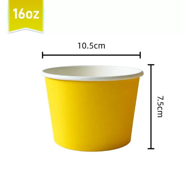 12 Pack Yellow Paper Tubs - 16oz | The Base Warehouse
