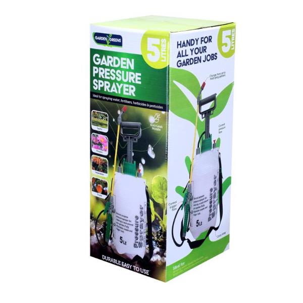 White & Green Pressure Sprayer Pump Action - 5L | The Base Warehouse