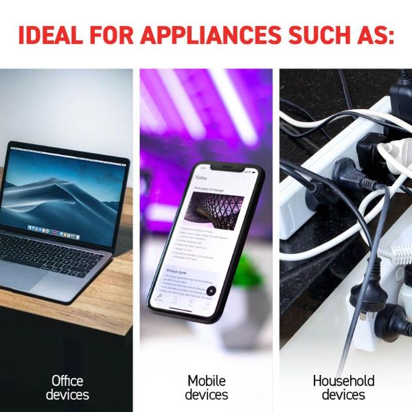 White 240V 10A Max Load 2400W 4 Outlets With Surge Protection - 1m ...