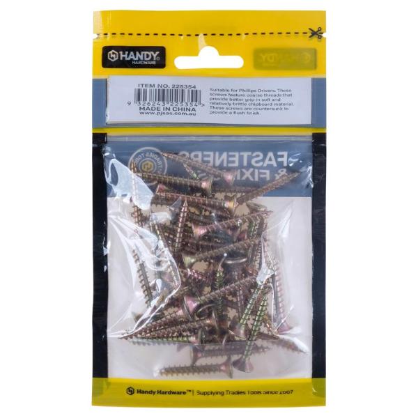 50 Pack Yellow Zinc Plated Countersunk Chipboard MDF Screws - 0.5cm x ...