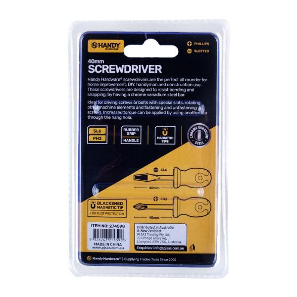 2 Pack Phillips & Flat Head Screwdriver - 4cm | The Base Warehouse