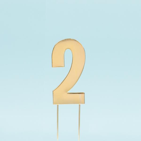 Gold Bold Number 2 Cake Topper | The Base Warehouse
