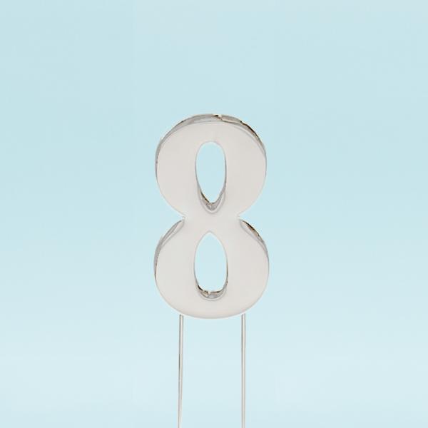Silver Bold Number 8 Cake Topper | The Base Warehouse