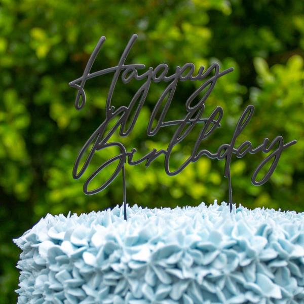 Matte Black Metal Birthday Cake Topper | The Base Warehouse