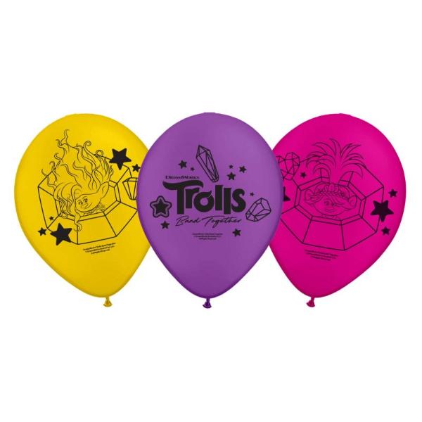 6 Pack Trolls 3 Band Together Latex Balloon - 30cm | The Base Warehouse