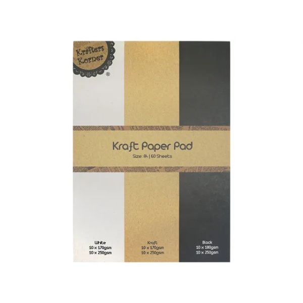 60 Sheets A4 Tri-Colour Kraft Paper Pad | The Base Warehouse