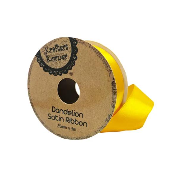 Dandelion Satin Ribbon - 2.5cm x 300cm | The Base Warehouse