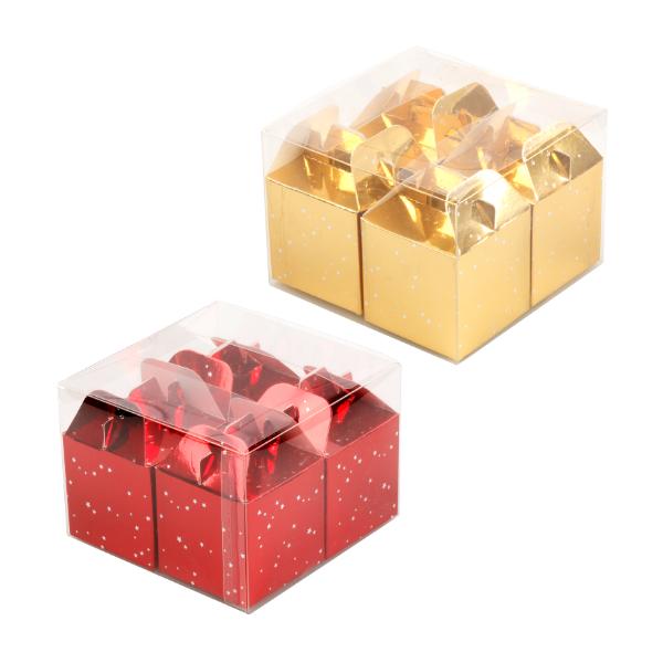 4 Pack Mini Christmas Gift Box - 5cm x 5cm x 7cm | The Base Warehouse