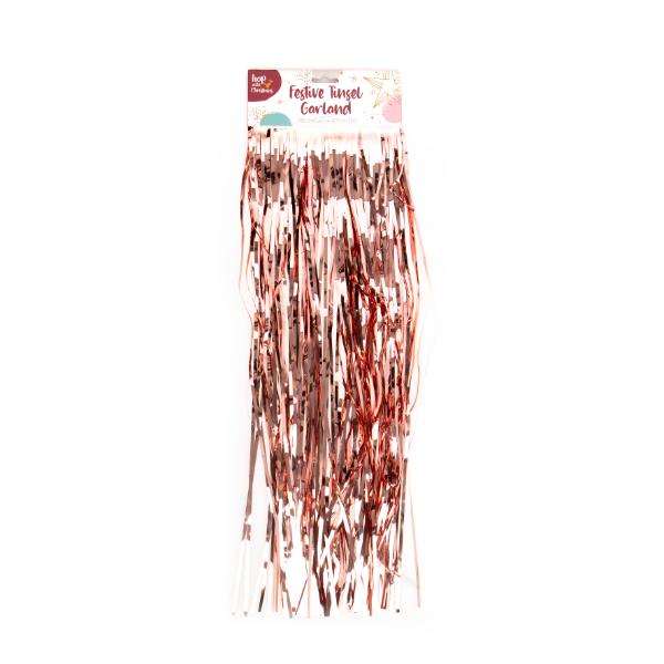 Christmas Rose Gold Lametta Tinsel Garland - 38cm x 47cm | The Base ...