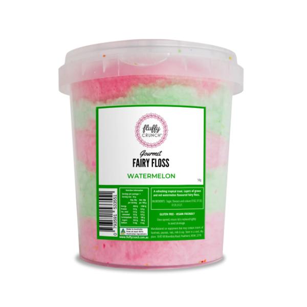 Fluffy Crunch Gourmet Watermelon Fairy Floss Tub - 50g | The Base Warehouse