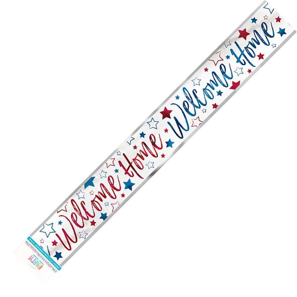 Red White & Blue Welcome Home Foil Banner - 365cm | The Base Warehouse