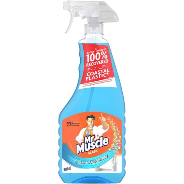 Mr Muscle Clear Liquid Blue Original Glass Cleaner Pump Bottle - 500ml ...