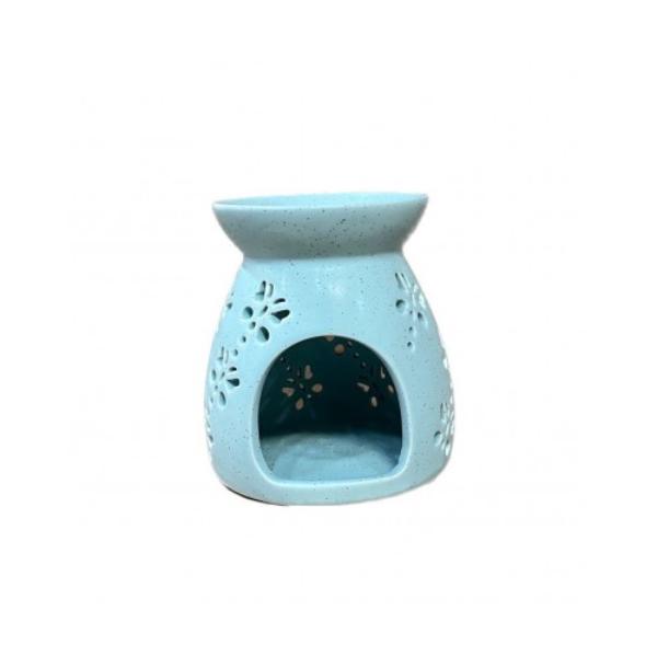 Blue Ceramic Oil Burner - 11.6cm x 11.6cm x 12.8cm | The Base Warehouse