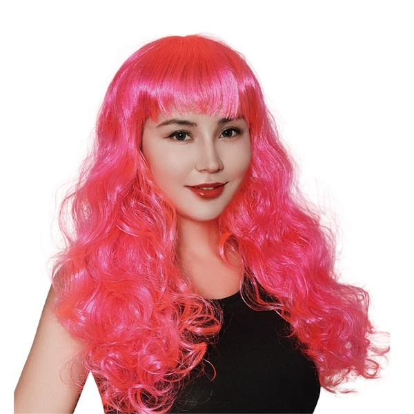 Adult Pink Wavy Long Party Wig | The Base Warehouse