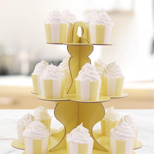3 Tier Yellow Paper Cake Stand | The Base Warehouse
