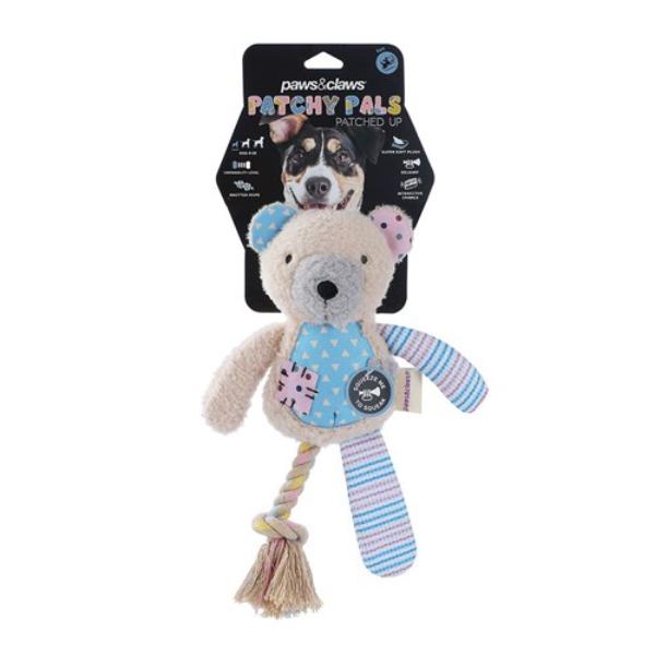 Patchy Pals Plush Bear Pet Toy With Rope - 36cm x 15cm x 7cm | The Base ...