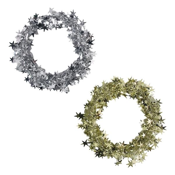 Silver & Red Star Cutout Garland - 7.6m | The Base Warehouse