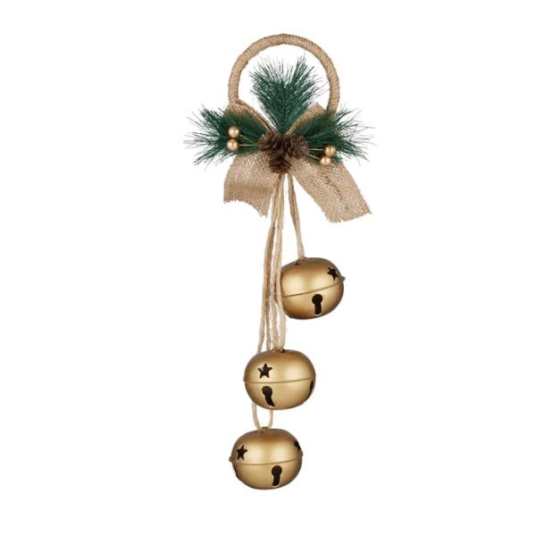 Gold Jingle Bells Door Hanger - 36cm x 13cm | The Base Warehouse