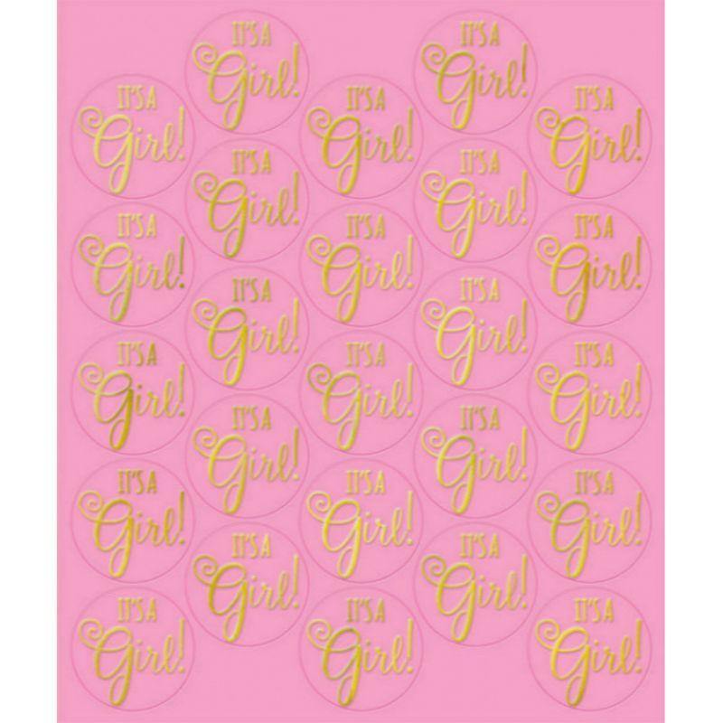 25 Pack Baby Shower Pink Sticker Seals | The Base Warehouse