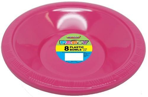 8 Pack Hot Pink Plastic Bowls - 18cm | The Base Warehouse