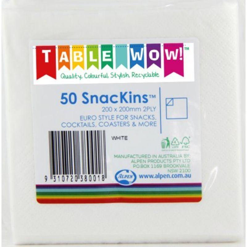 50 Pack White Snackins - 20cm | The Base Warehouse