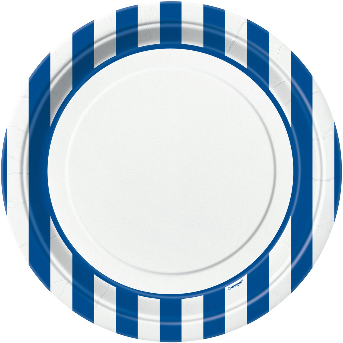 8 Pack Royal Blue Stripes Paper Plates - 23cm | The Base Warehouse