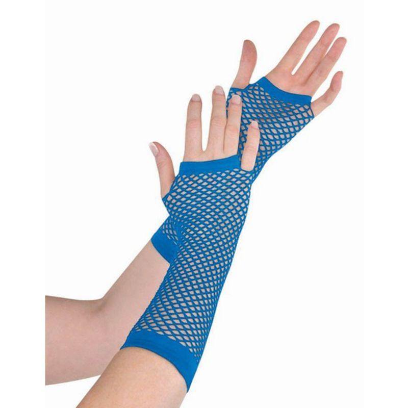 Blue Long Fishnet Gloves | The Base Warehouse
