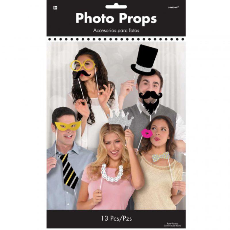 13 Pack Assorted Design Fancy Party Photo Booth Props | The Base Warehouse