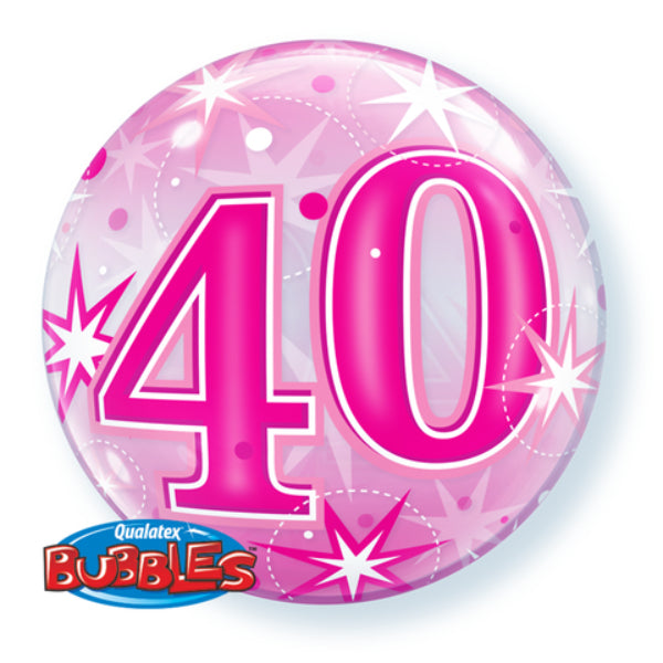 40 Pink Starburst Sparkle Bubble Balloon - 56cm | The Base Warehouse