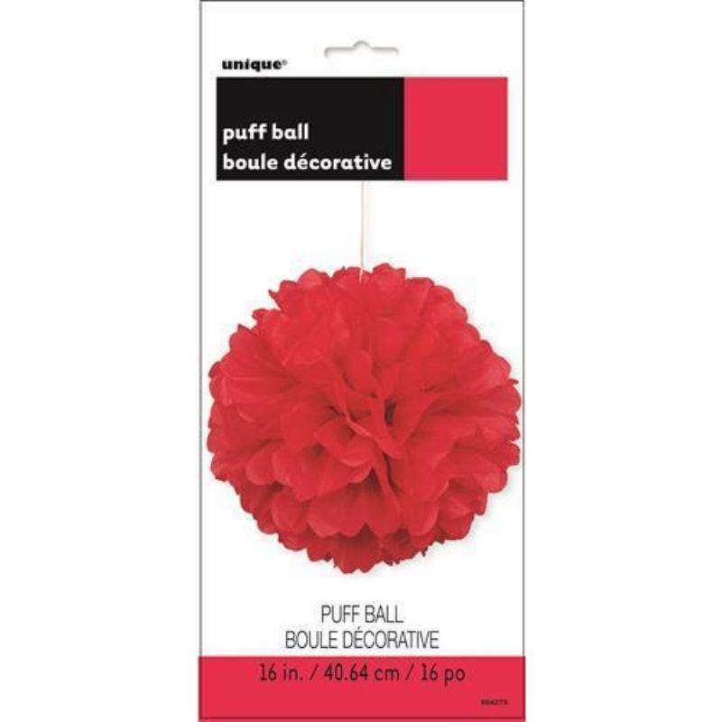 Ruby Red Puff Ball Decor - 40cm | The Base Warehouse