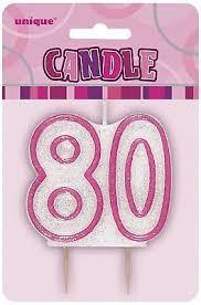 Glitz Pink Numeral 80 Candle | The Base Warehouse