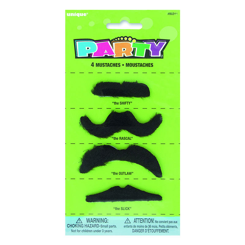 4 Pack Toy Mustaches | The Base Warehouse