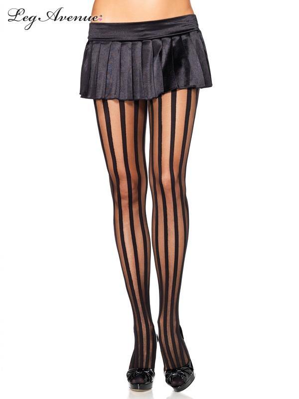 Womens Sheer Pantyhose with Opaque Vertical Stripes | The Base Warehouse