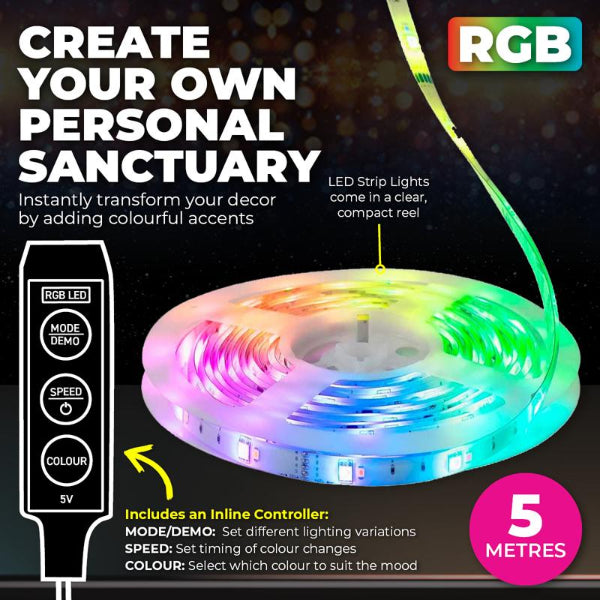 Battery Operated LED Strip Light - 5m | The Base Warehouse