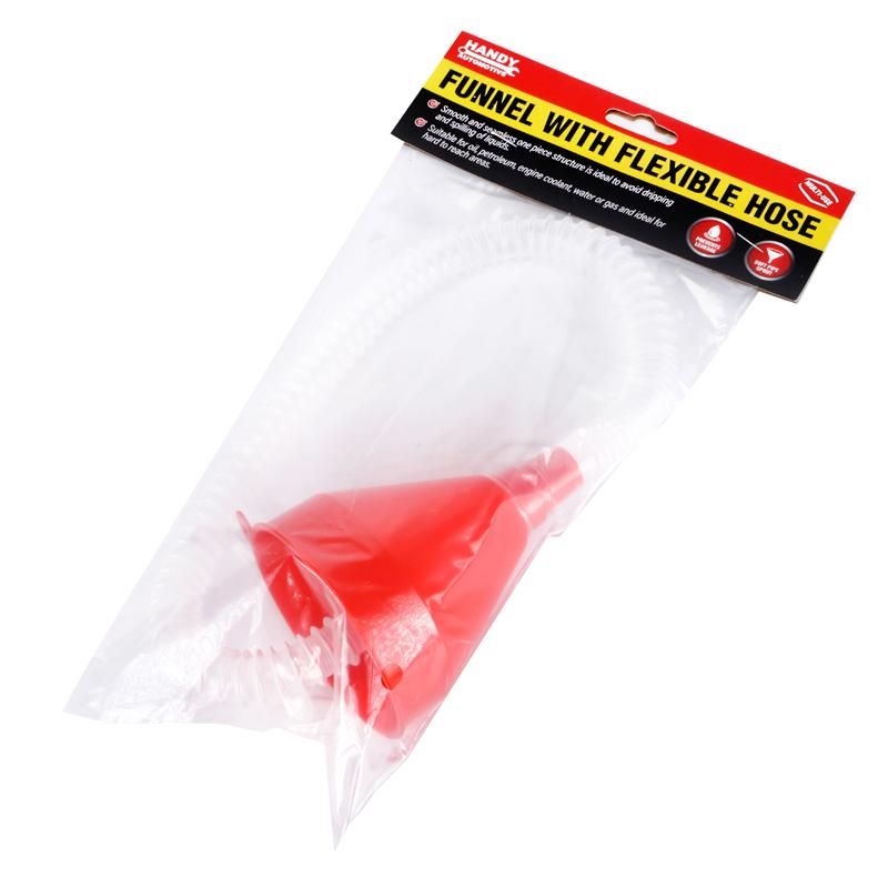 Red Colour Funnel With Flexible Clear Hose - 55cm | The Base Warehouse