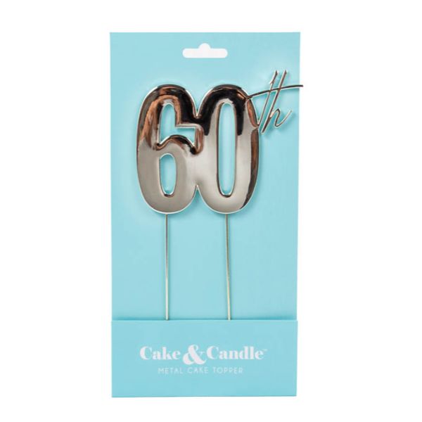 60th Silver Medal Cake Topper - 9cm | The Base Warehouse