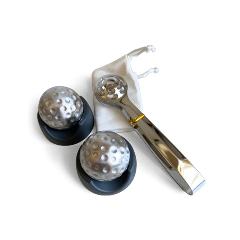 2 Pack Silver Golf Ball Ice Cubes - 7.5cm x 7.5cm x 16.5cm | The Base ...