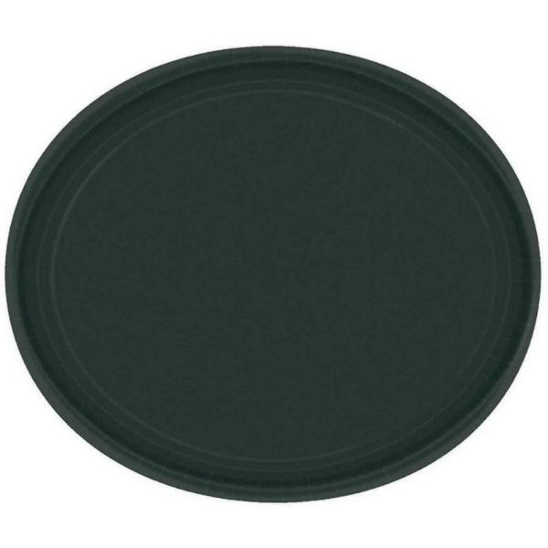 20 Pack Jet Black Oval Paper Plates - 30cm | The Base Warehouse