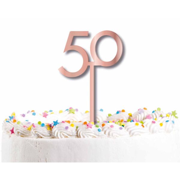 Rose Gold 50th C/Topper | The Base Warehouse
