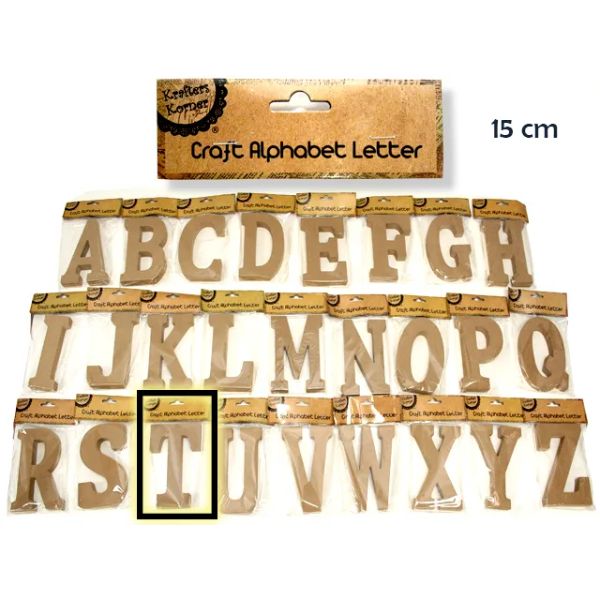 Craft Brown T Alphabet Letter - 15cm | The Base Warehouse