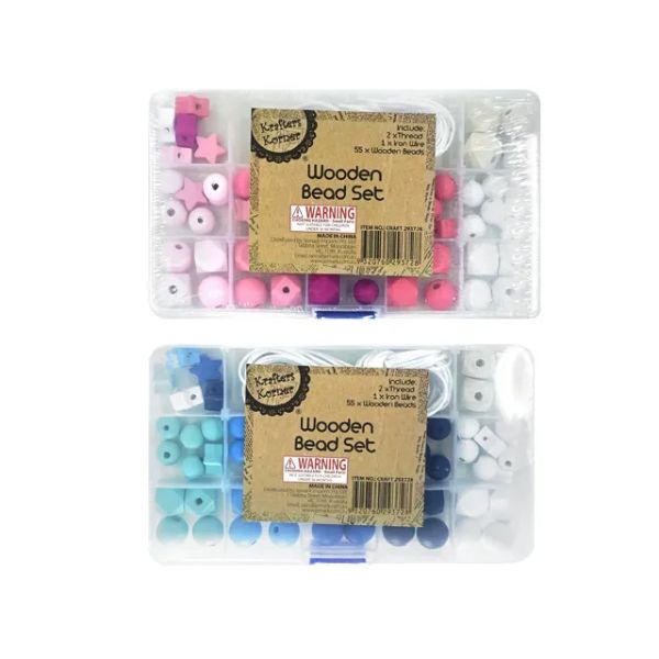 Craft DIY Assorted Wooden Bead Set - 17.2cm x 9.6cm x 2.2cm | The Base ...