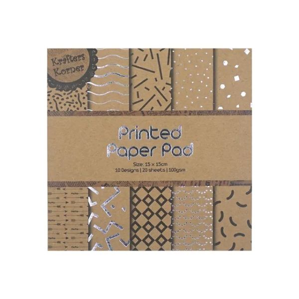 20 Sheets Paper Pad With Foil Prints - 15cm x 15cm | The Base Warehouse