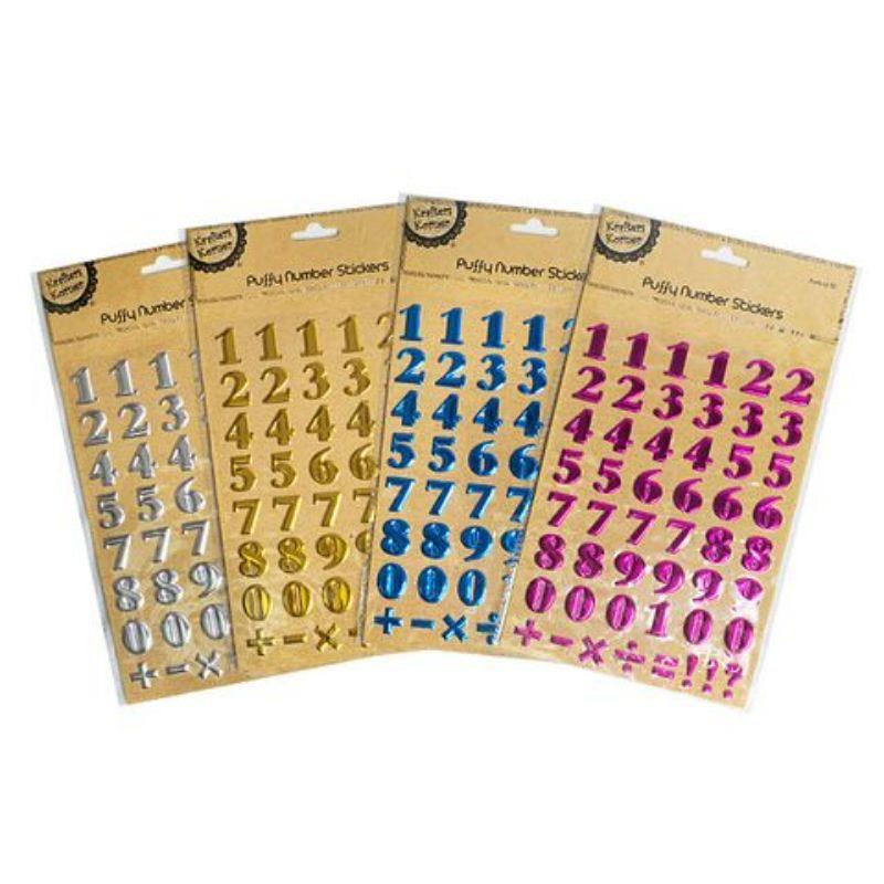 50 Pack Puffy Number Stickers - 16.5cm x 28.9cm | The Base Warehouse