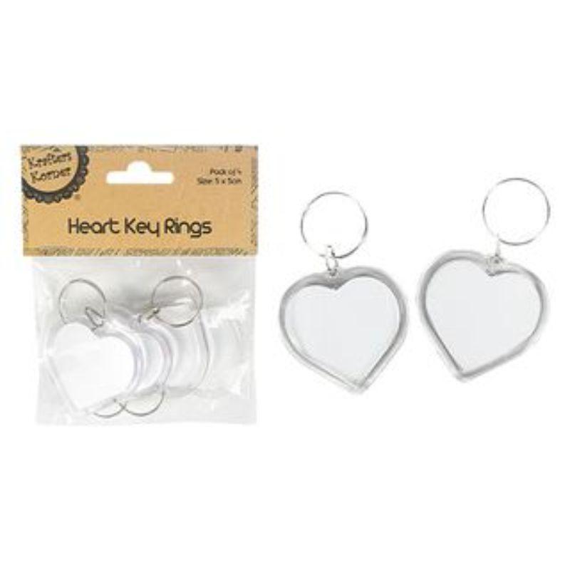 4 Pack Heart Keyrings - 5cm x 5cm | The Base Warehouse