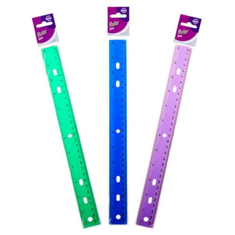 Ruler 30cm Plastic w Binder Holes Asstd Transparent Cols | The Base ...