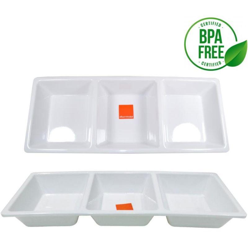 White Melamine 3 Section Condiment Tray - 38cm x 15cm | The Base Warehouse