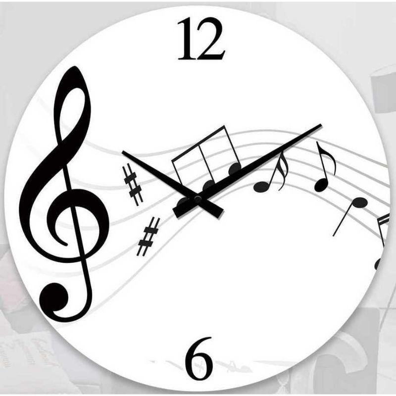 Round Music Notes Clock - 30cm | The Base Warehouse